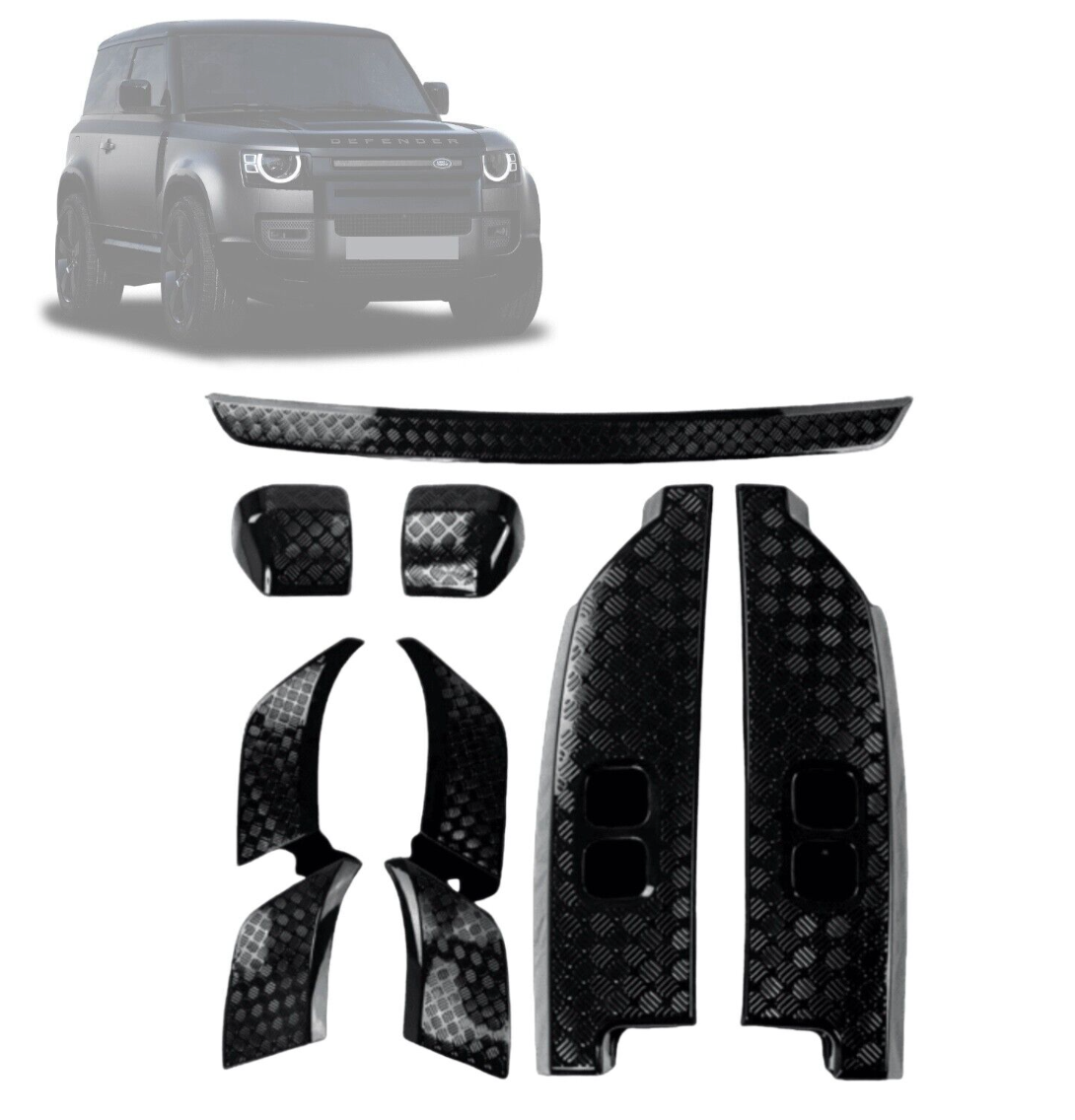 Gloss Black Chequer Plate Kit fits Land Rover Defender 90 110 2020 ...